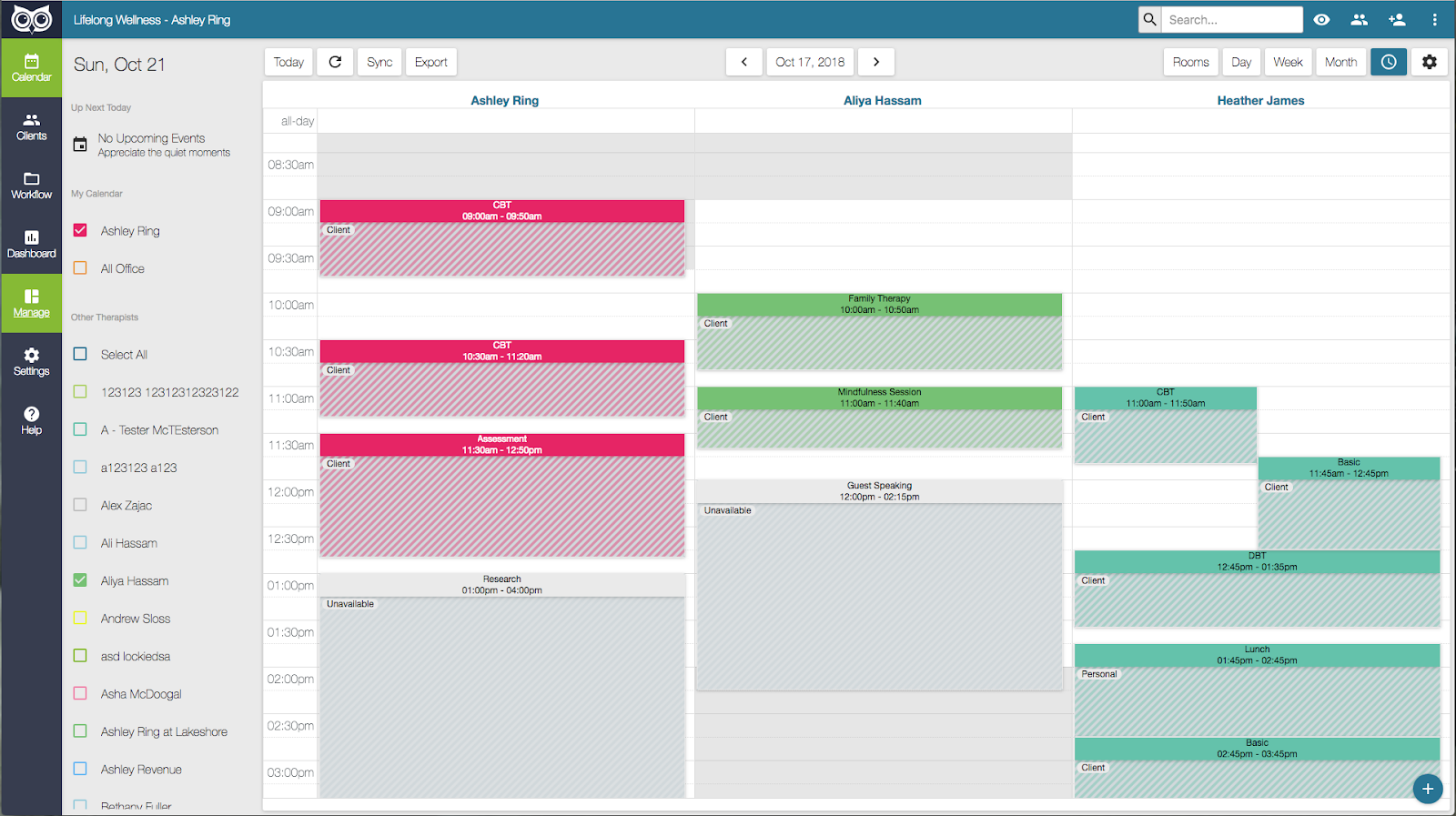 Viewing Availability in the Calendar - owlpracticesuite